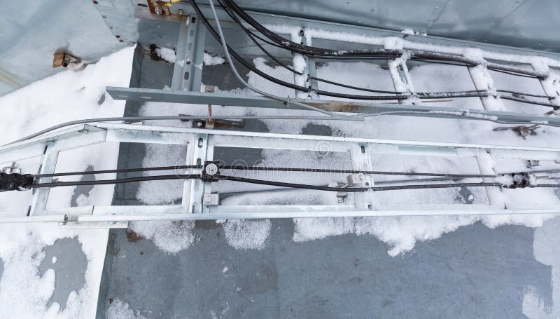 Cable Tray Outside with Telecommunications Cables, Ground Cables, Optic ...