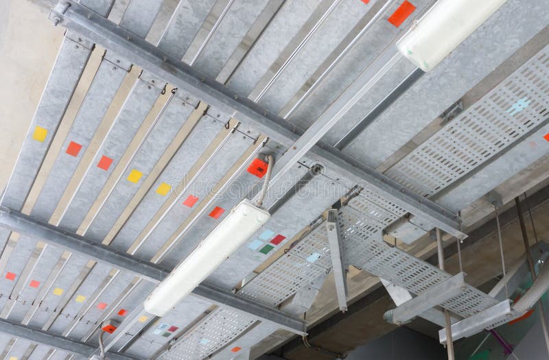 Cable Tray with Electrical Wiring Arranged on Ceiling ,Cable Tray Epoxy ...