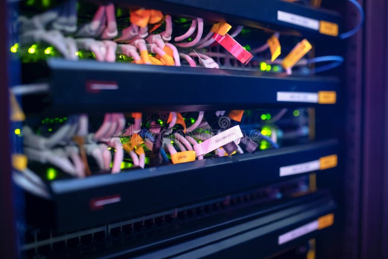 Cable in Cable Trays in the Data Center Stock Photo - Image of code ...