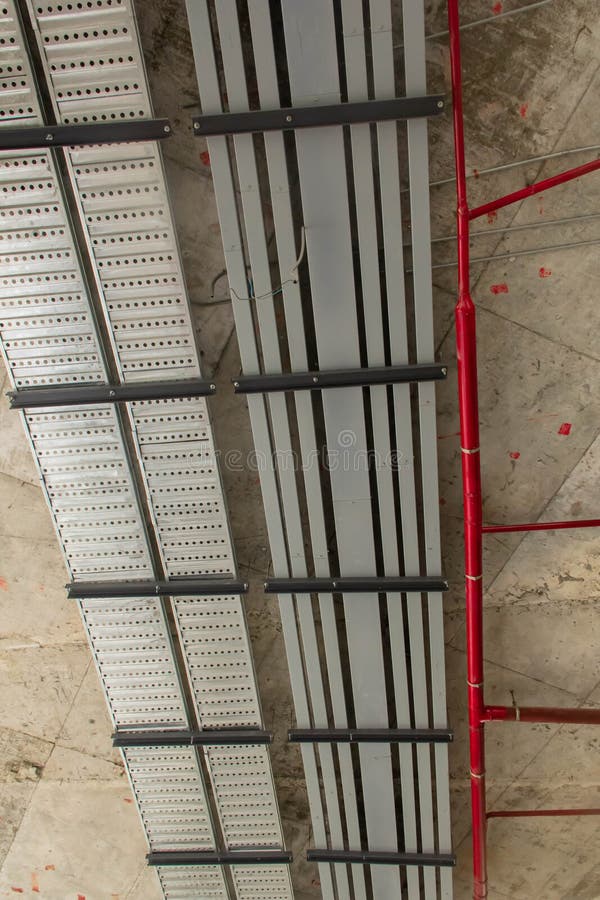 Cable Trays and Conduits for Power and Communication Cables Stock Photo ...