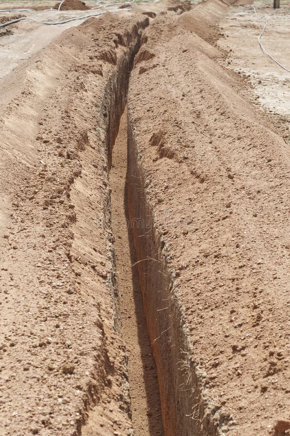 Cable in the Trench Outdoors Stock Photo - Image of fiber, pipeline ...