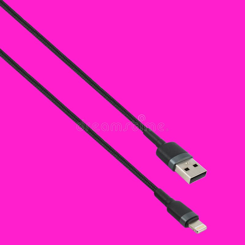 Cable with USB Connector, and Lightning, on a Red Background in ...