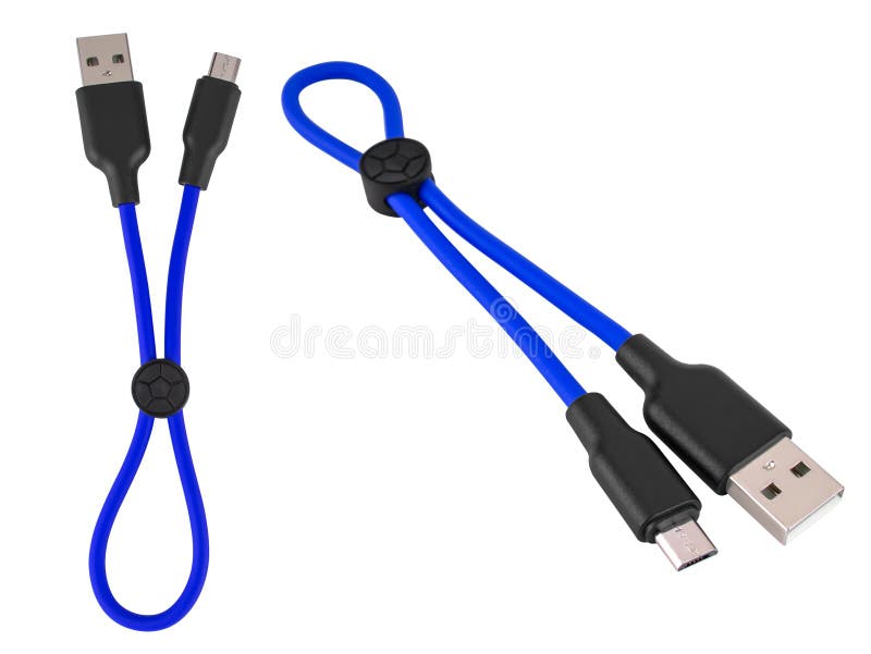 Cable with USB Connector, Micro USB on a White Background Stock Image ...