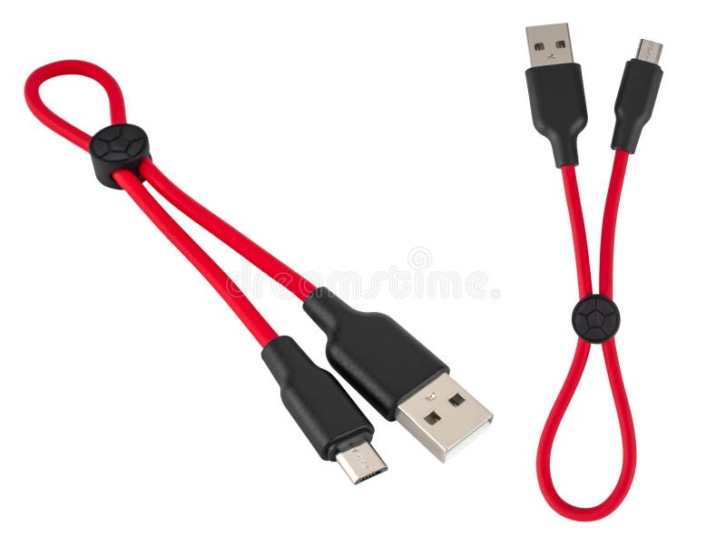 Cable with USB Connector, Micro USB on a White Background Stock ...
