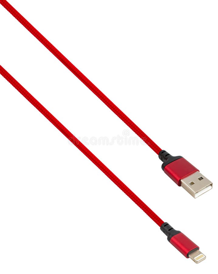 Cable with USB and Lightning Connector, on White Background Stock Photo ...