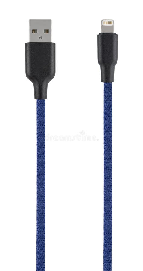 Cable with USB and Lightning Connector, on White Background Stock Image ...