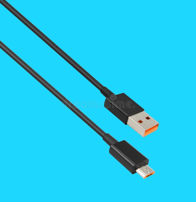 Cable with USB and Micro USB Connector, on a Blue Background Stock ...