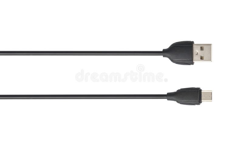 Cable with USB and Micro-USB Connector, Isolated on White Background ...