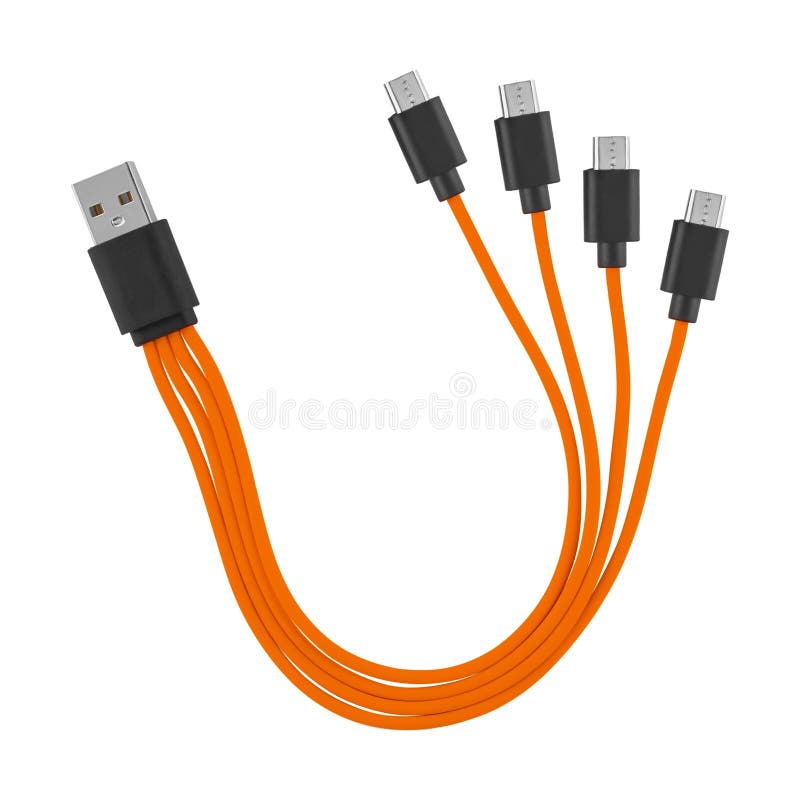 Cable with USB and Micro USB Connector, on White Background in ...