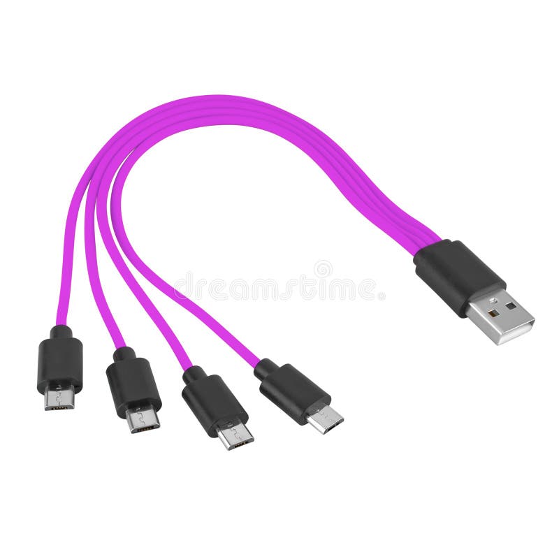 Cable with USB and Micro USB Connector, on White Background in ...