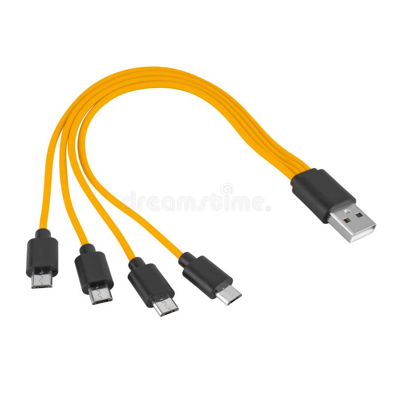 Cable with USB and Micro USB Connector, on White Background in ...