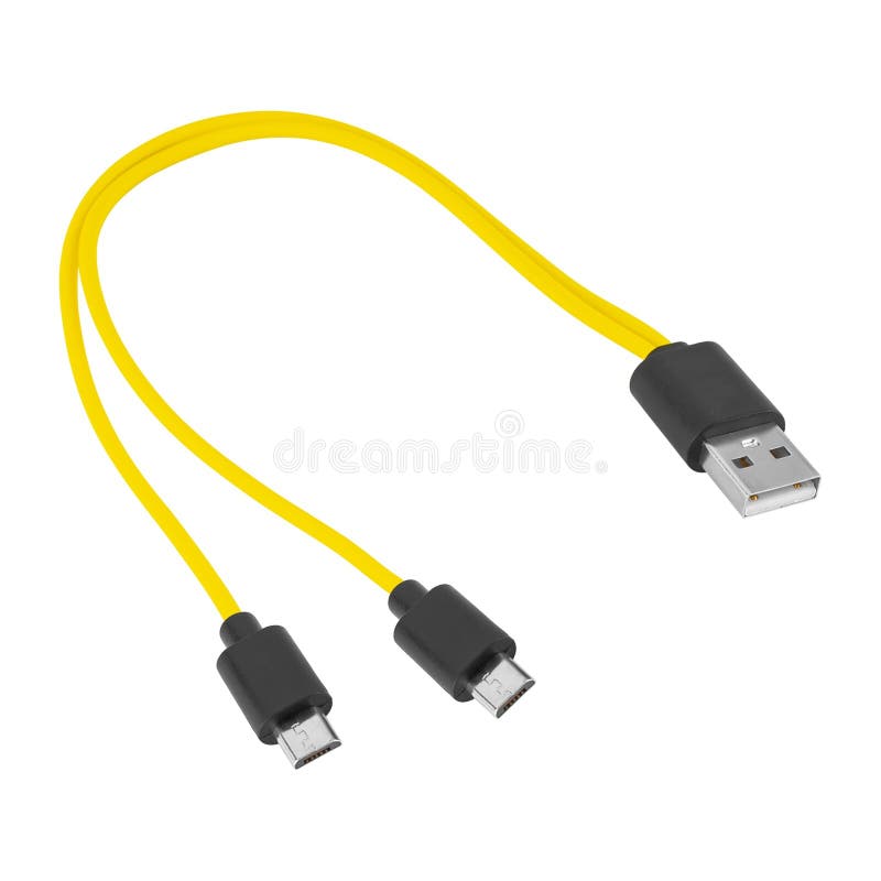 Cable with USB, Micro USB, Lightning and Type-C Connector, Isolated on ...