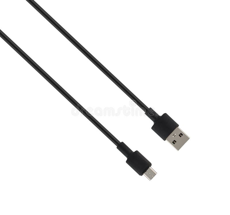 Cable with USB and Micro USB Connector, on White Background Stock Photo ...