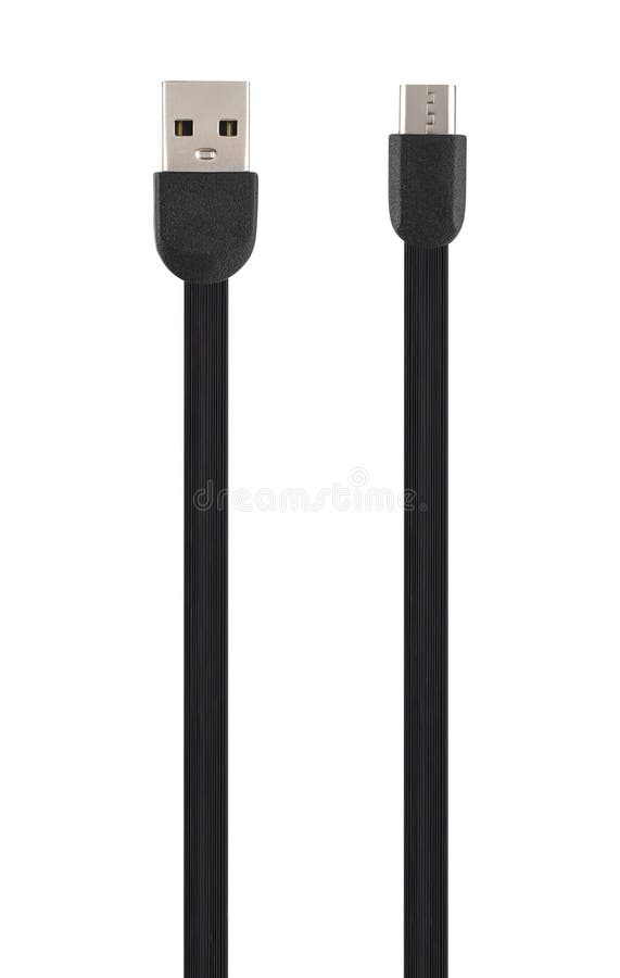 Cable with USB and Micro USB Connector, on White Background Stock Photo ...