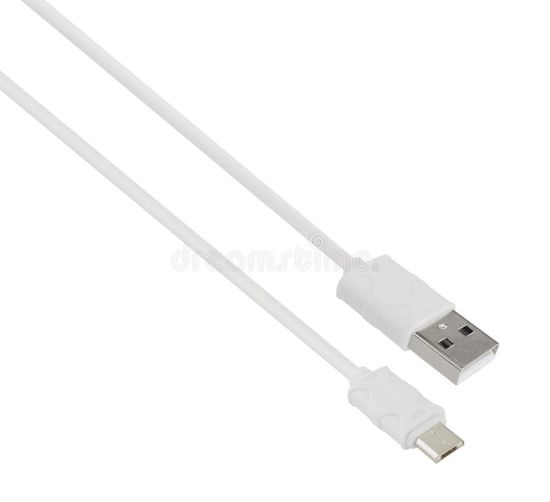 Cable with USB and Micro USB Connector, on White Background Stock ...