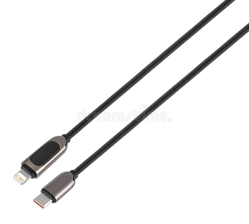 Cable with USB Plug and Type-C, White Background Stock Image - Image of ...