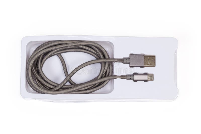 Cable USB To Micro-USB in Special Packaging Top View Stock Photo ...