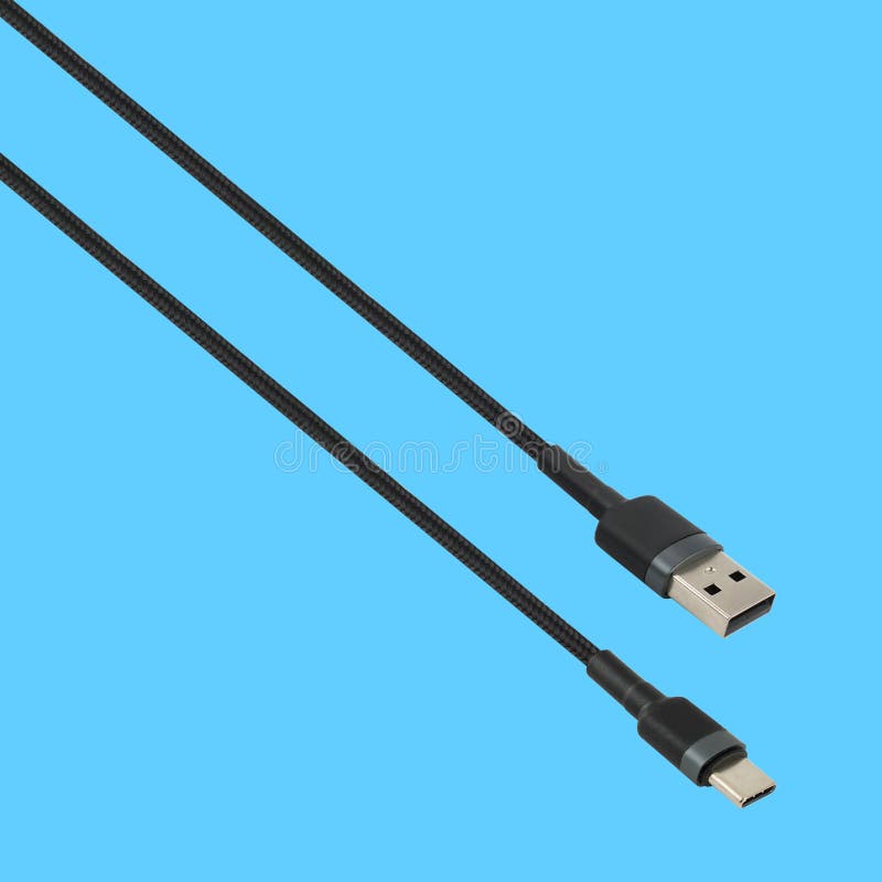 Cable with USB and Type-C Connector, Isolated on White Background Stock ...