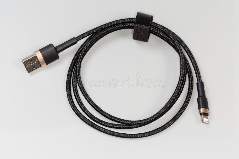 Cable USB Type-a To Lightning on a Gray Background Stock Image - Image ...