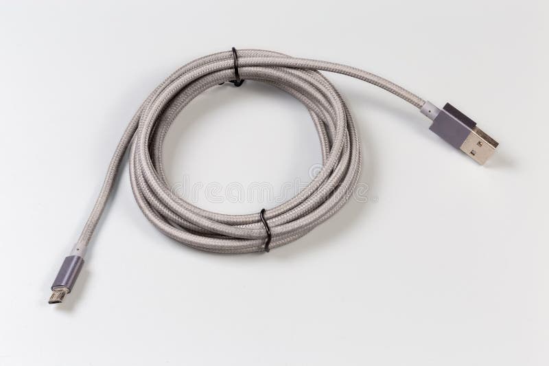 Cable USB Type-a To Micro-B on Gray Background Stock Image - Image of ...