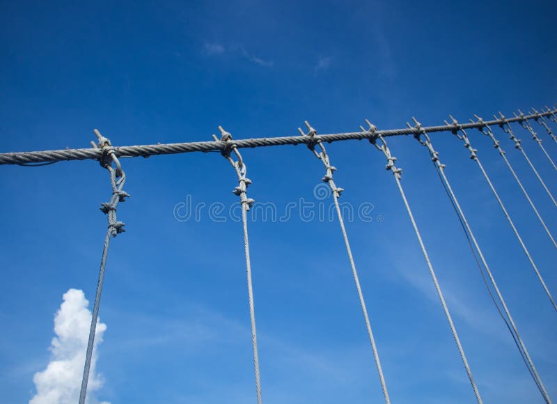 Coils of Wire or Cable Used for Suspension Bridge on Sky Background ...