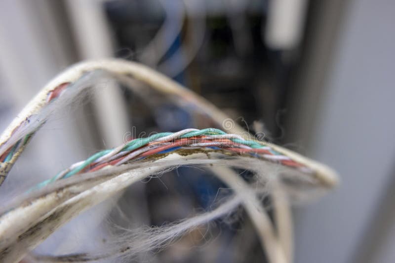 The cable was damaged stock image. Image of computer - 253385841