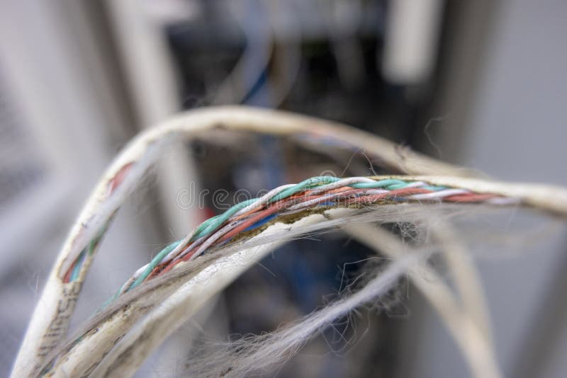 The cable was damaged stock image. Image of computer - 253385845