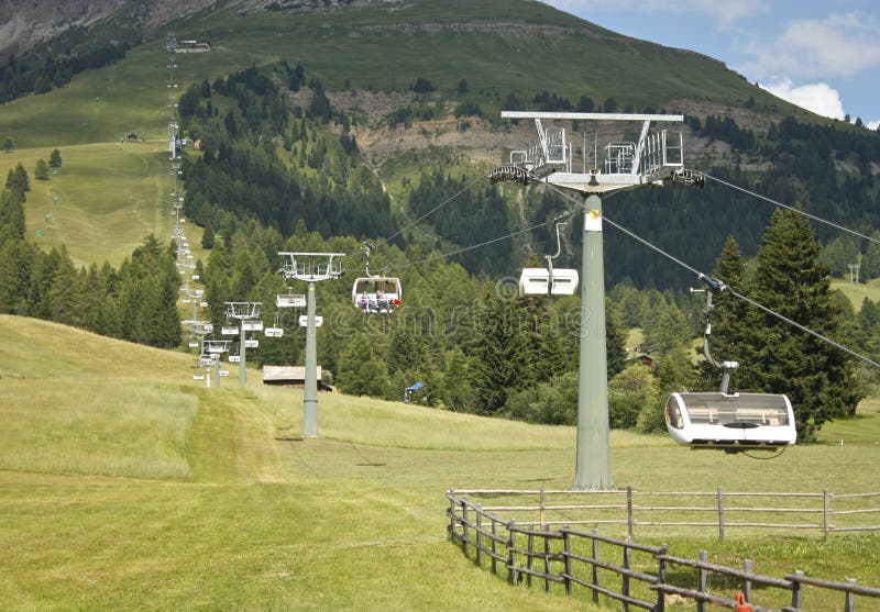 Cable-way stock image. Image of alps, green, field, transport - 15407151