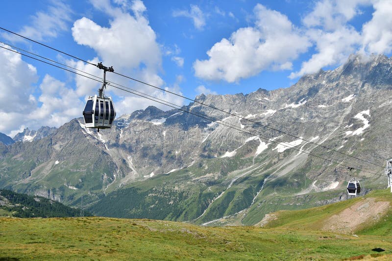 Cable Way in the Mountain with Clouds in Cervinia Editorial Photo ...