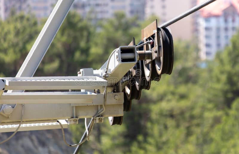Cable on Wheels on a Mountain Lift Stock Image - Image of mountain ...