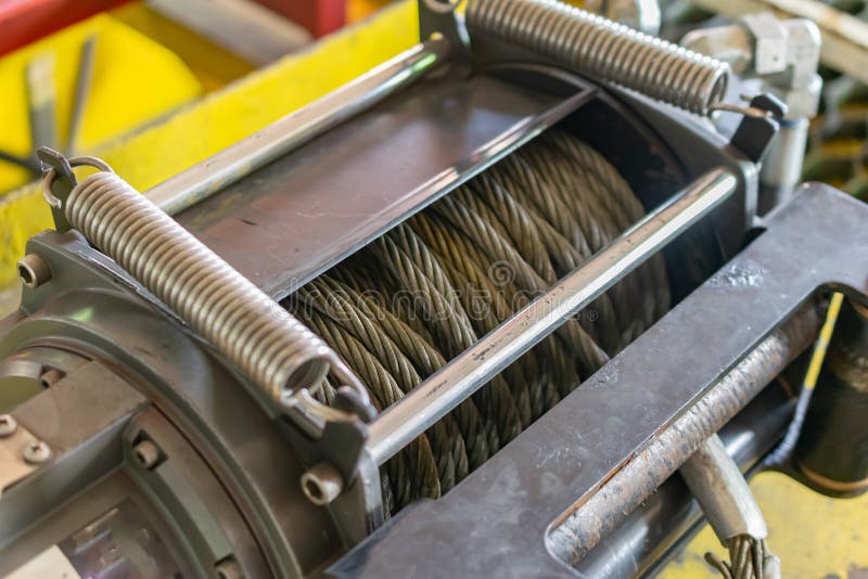 Cable Winch Mounted on a Yellow Sheet Stock Image - Image of winch ...