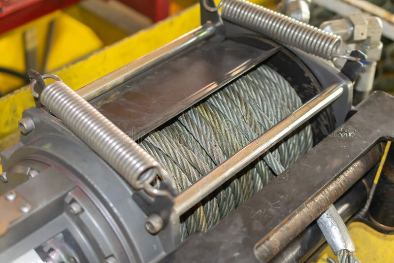 Cable Winch Mounted on a Yellow Sheet Stock Photo - Image of truck ...