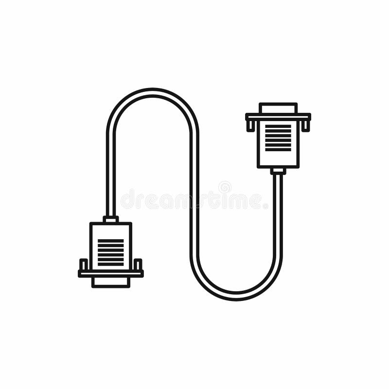 Cable Wire Computer Icon, Outline Style Stock Vector - Illustration of ...