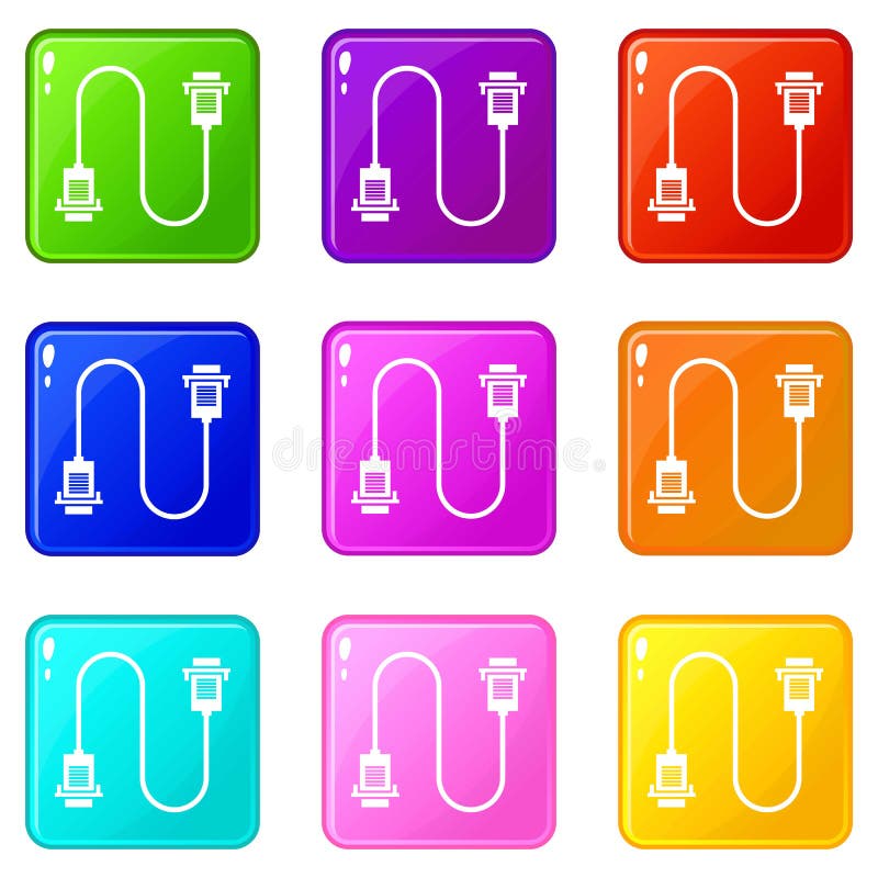 Cable Wire Computer Icons 9 Set Stock Vector - Illustration of icon ...