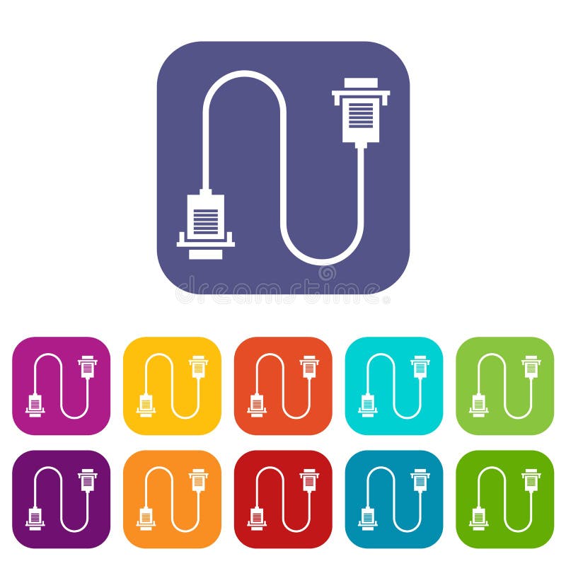 Cable Wire Computer Icons Set Stock Vector - Illustration of internet ...