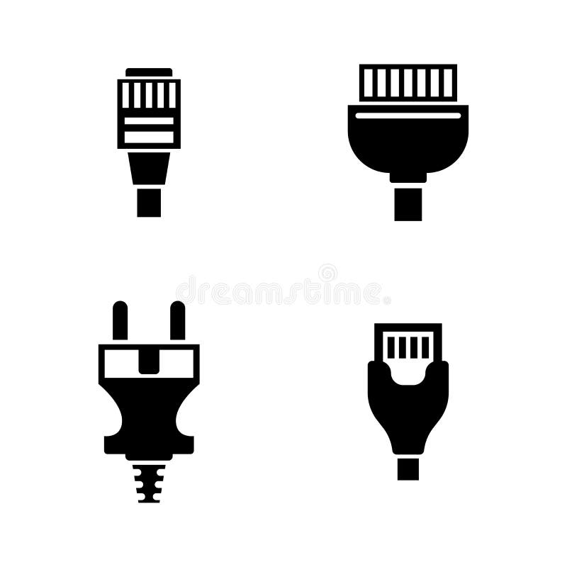 PC Plug, Connector. Simple Related Vector Icons Stock Illustration ...