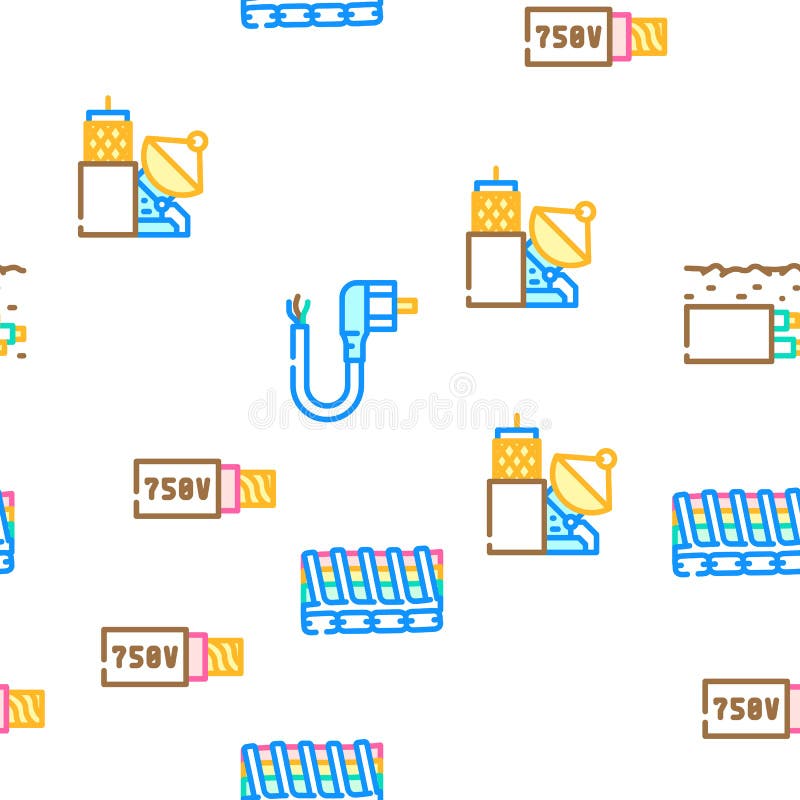 Cable Wire Electrical System Icons Set Vector Stock Vector ...