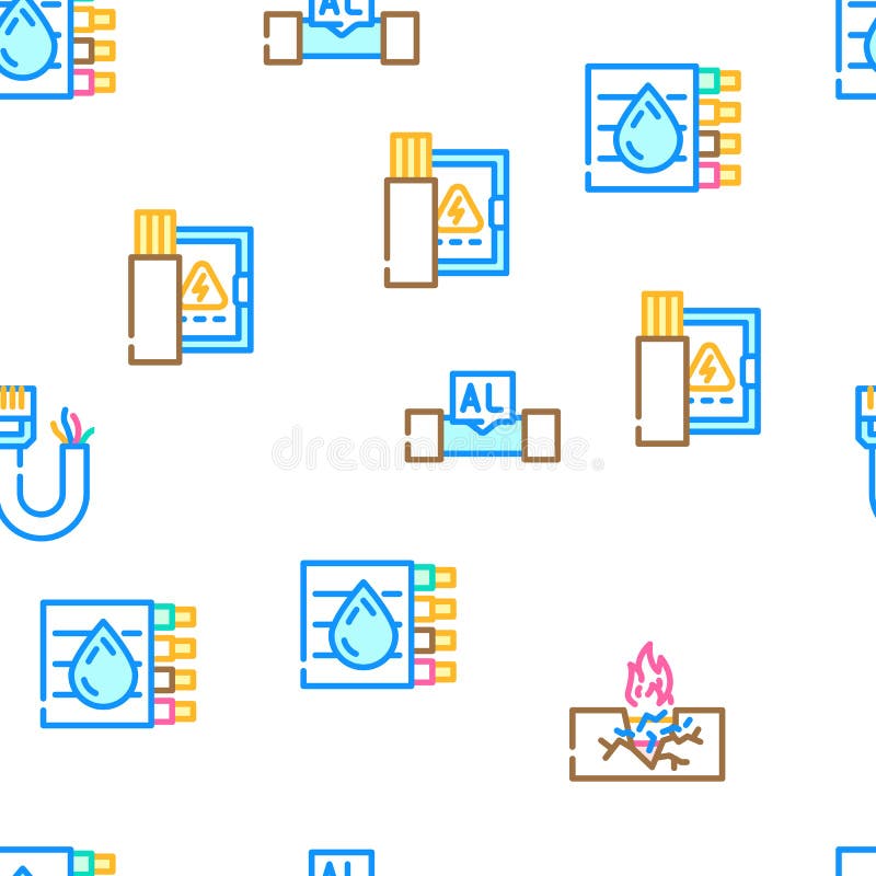 Cable Wire Electrical System Icons Set Vector Stock Illustration ...