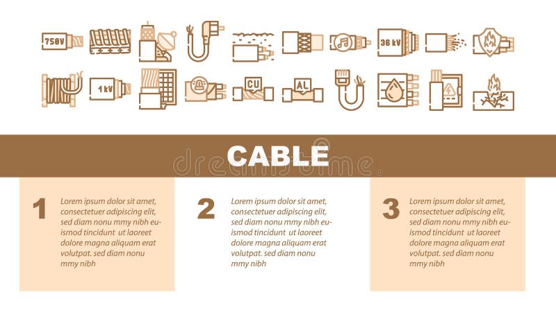 Cable Wire Electrical System Landing Header Vector Stock Vector ...