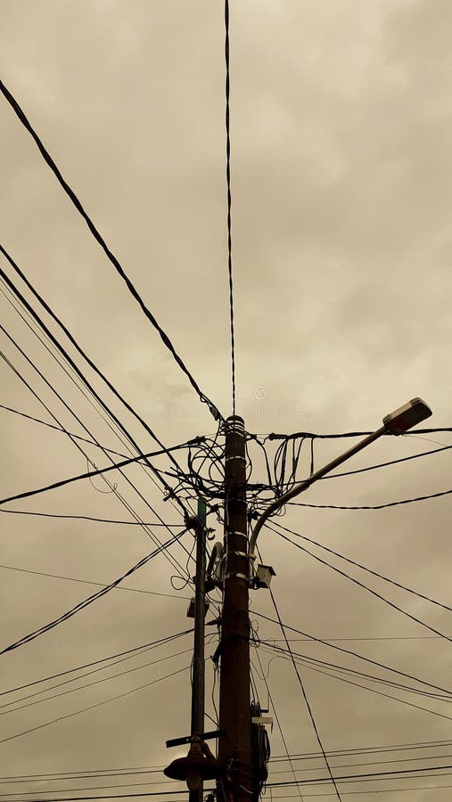 Messy Cable with Cloudy Environtment Stock Image - Image of branch ...