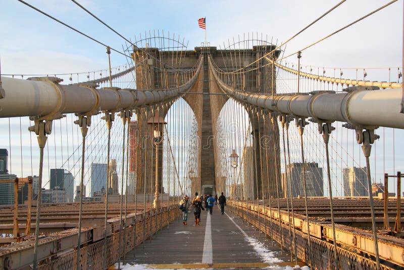 Cables of Brooklyn Bridge editorial image. Image of sidewalk - 12817780