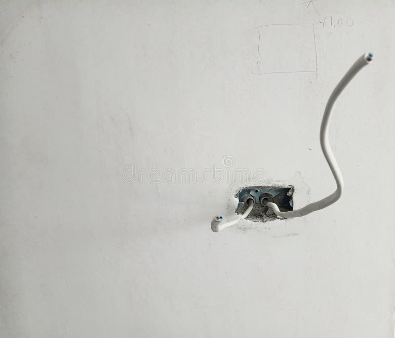 Cables in Cavities and Gaps for Box of Electric Power Plug Socket Stock ...