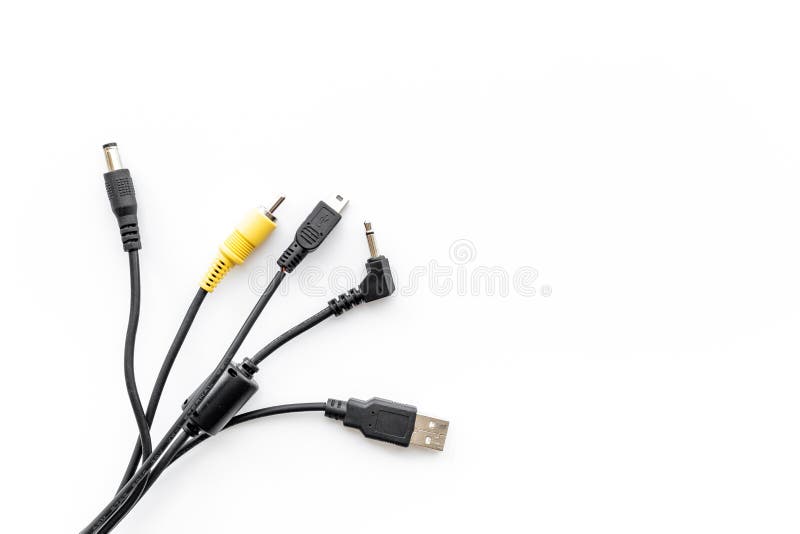 Cables for Charging Smartphone or Laptop, Top View Stock Photo - Image ...