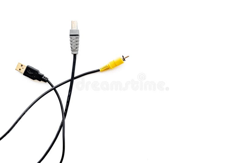 Cables for Charging Smartphone or Laptop, Top View Stock Image - Image ...