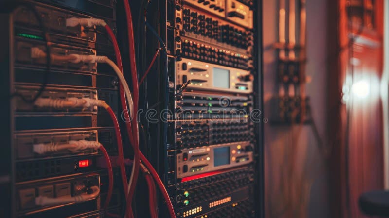 In the Glow of Blinking Servers a Warm Server Room Stock Illustration ...