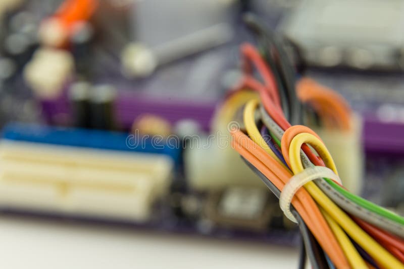Cables Connected To Computer Motherboard Stock Image - Image of wire ...
