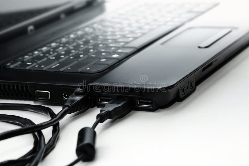 Cables are Connected To Laptop Stock Image - Image of affiliation ...