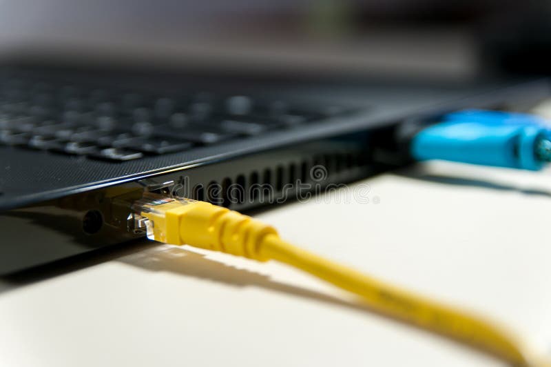Network Cables Connected To Port Notebook Stock Photos - Free & Royalty ...
