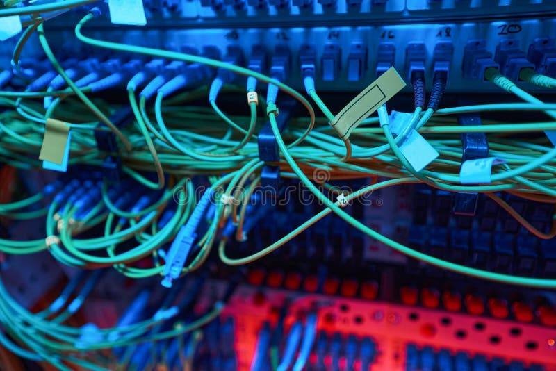 Cables Connected To Patch Panel of Server Rack Stock Image - Image of ...
