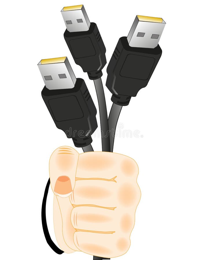 Cables with Connector in Hand Stock Vector - Illustration of file ...